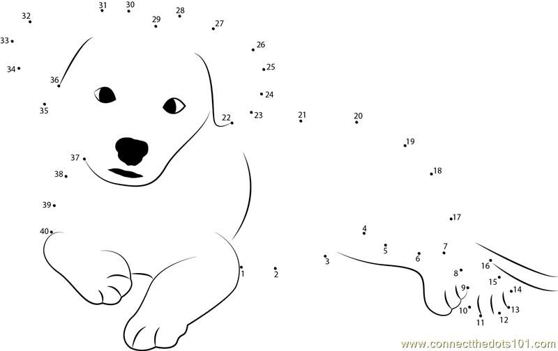 Nice Puppy Dot to Dot Printable Worksheet - Connect The Dots