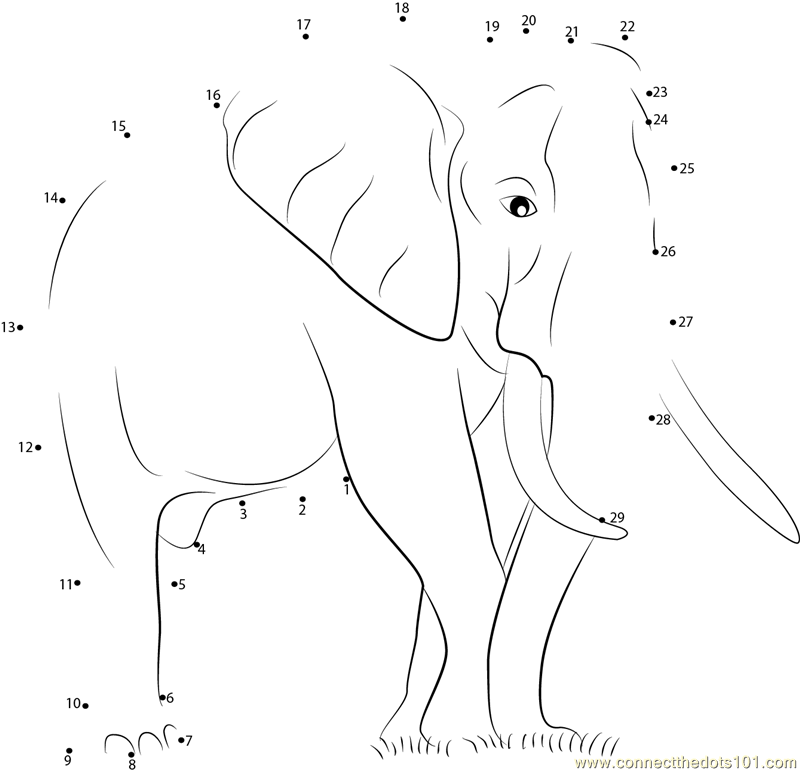 Dot Elephant Worksheets Printable Worksheet Kids Kidloland Set1 ...