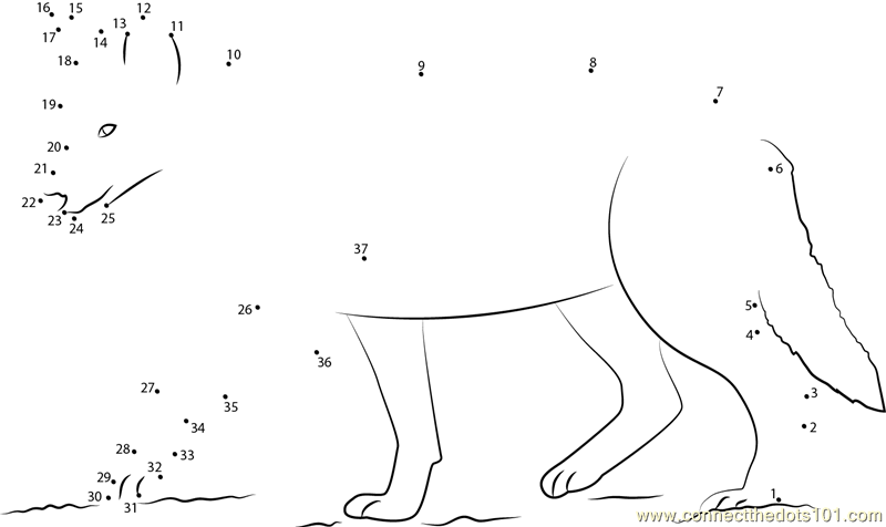 Wolf Connect The Dots Worksheets Hard Sketch Coloring Page